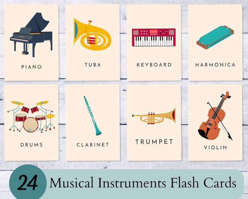 24 Montessori Musical Instruments Flashcards Music Education Learning ...