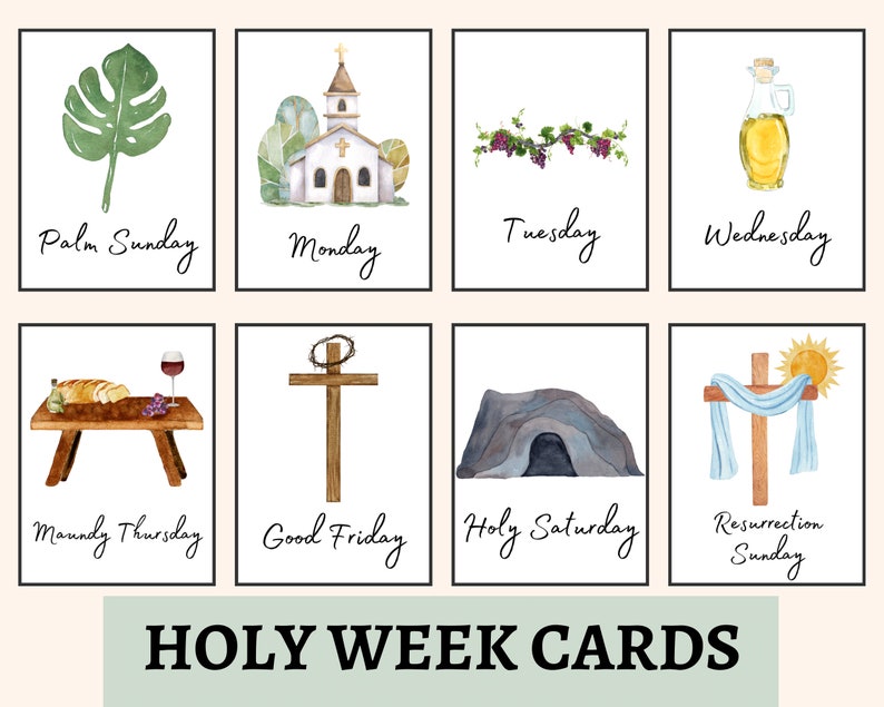 Easter Story Cards Holy Week Cards Christian Easter Basket for Kids ...