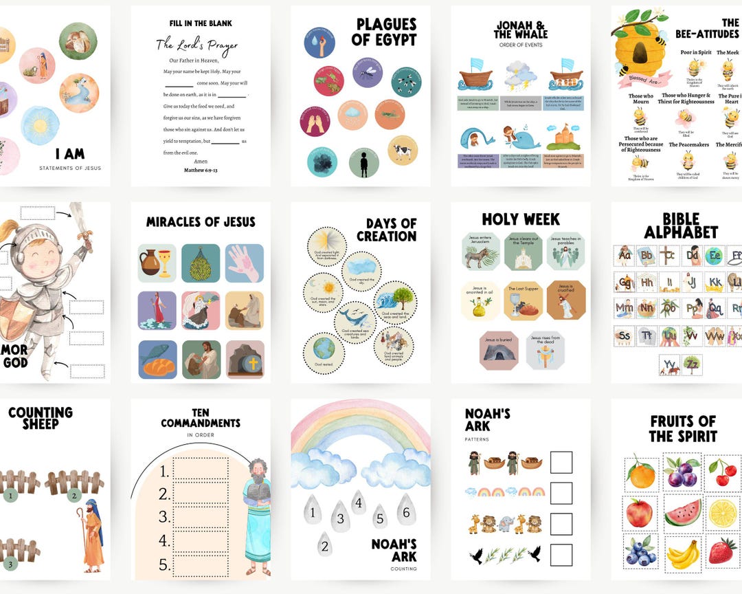 Christian Bible Worksheets for Kids | Toddler Busy Book Printable ...