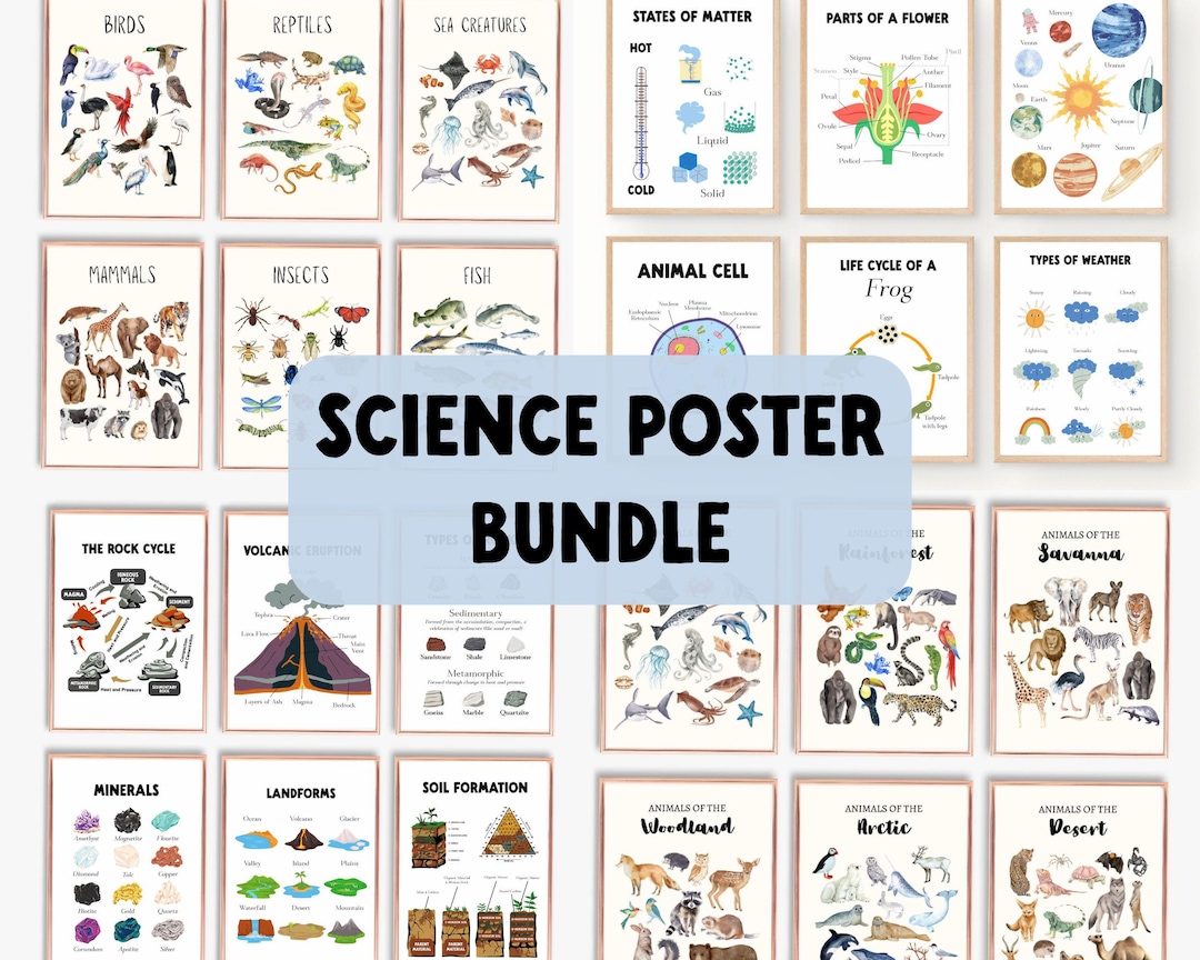 Science Classroom Poster Bundle: 50+ Printable Educational Charts ...
