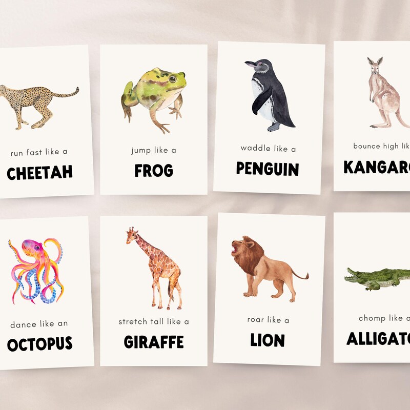 Animal Action Cards - Etsy