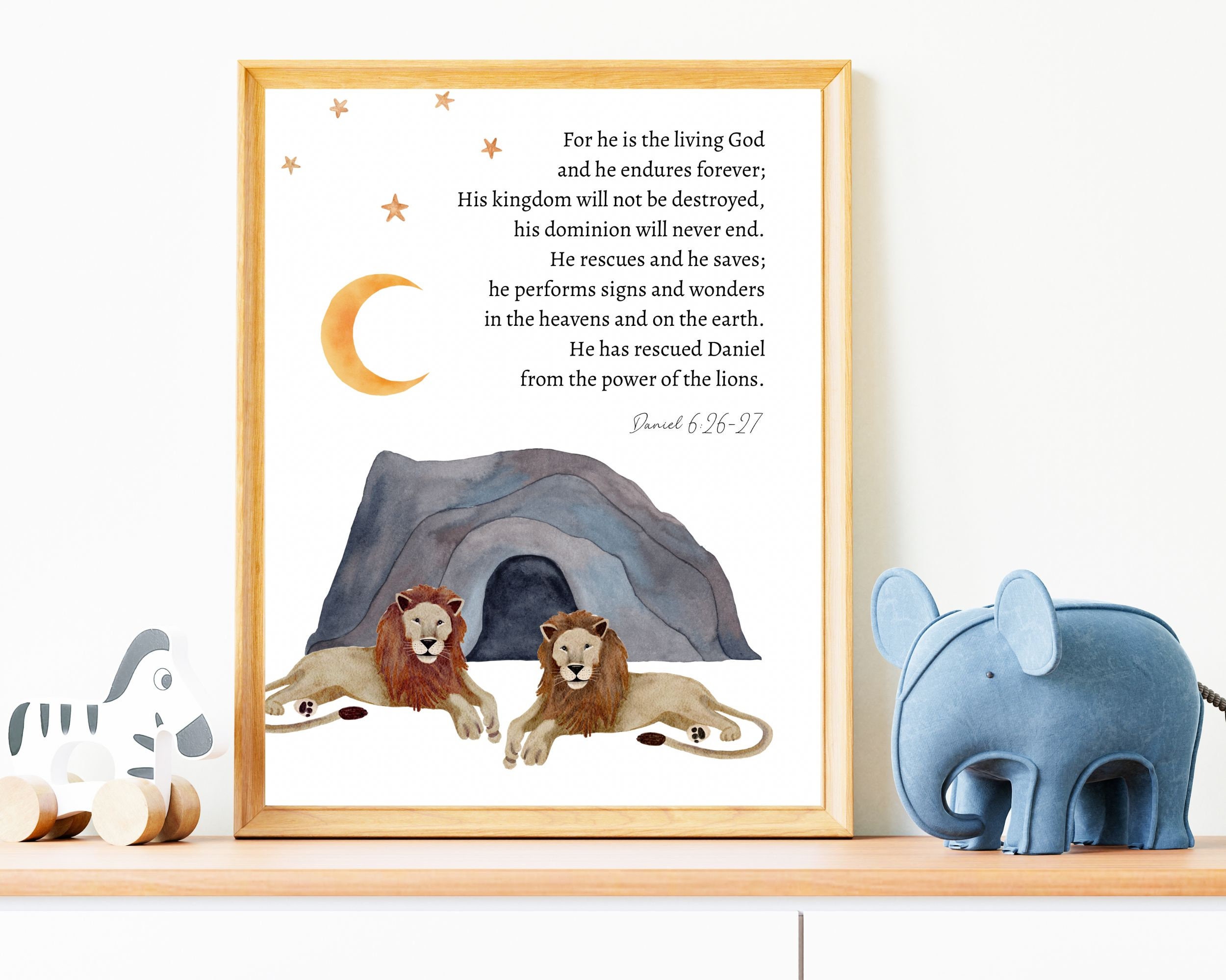 Daniel in the Lion’s Den Bible Nursery Print | Christian Kids Bible ...
