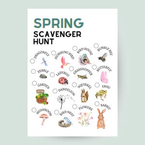 Spring Scavenger Hunt Printable | Toddler Outdoor Activity Nature Game ...