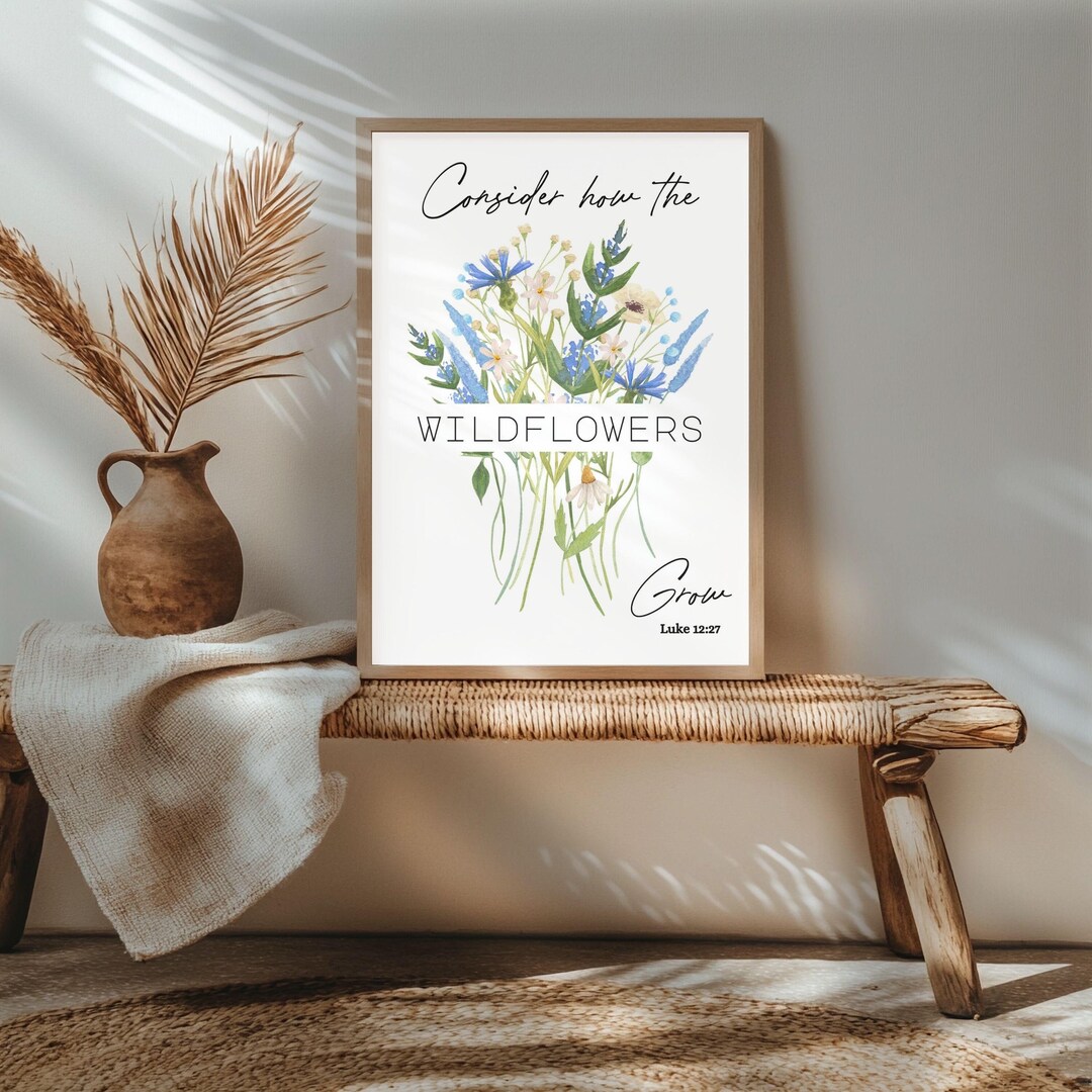 Wildflower Christian Scripture Print | Botanical Modern Christian Art ...