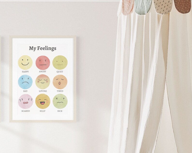 Feelings Chart for Kids Printable Social Emotional Learning Calming ...