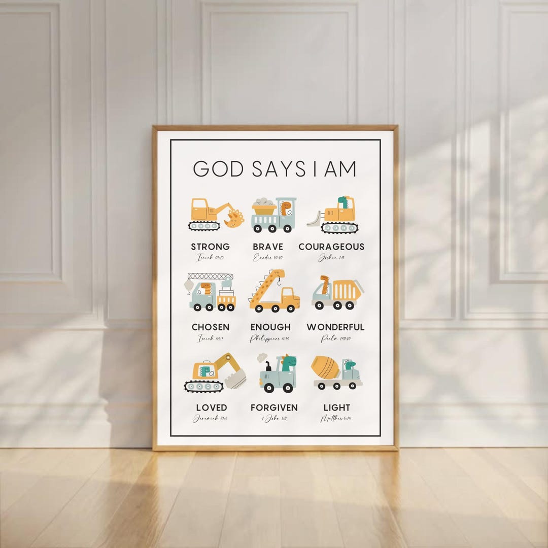 Kids Christian Affirmation Poster | God Says I Am | Dinosaur ...