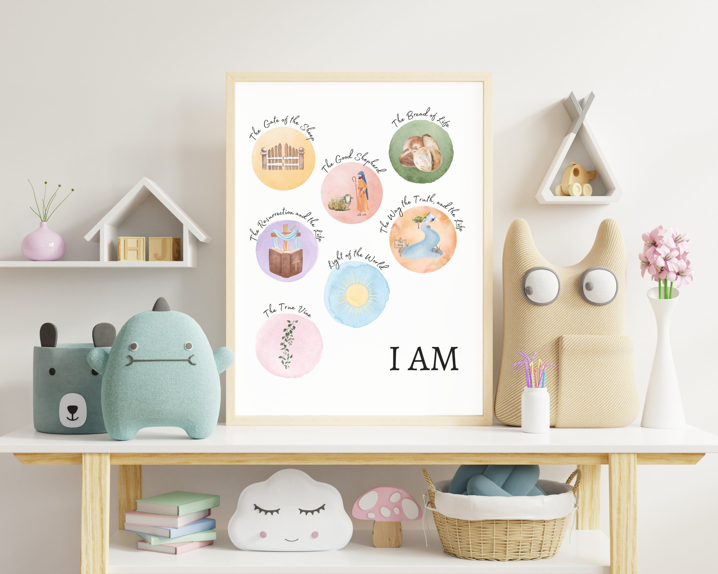 I Am Statements of Jesus Christian Wall Art Print Kids Bible Verse Wall ...