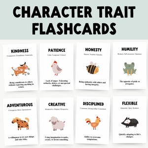 Character Trait Cards- Core Values & Bible Study for Kids, Toddlers ...