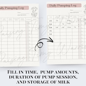 Baby Breast Milk Pumping Log for Exclusive Pumping & Breastfeeding ...