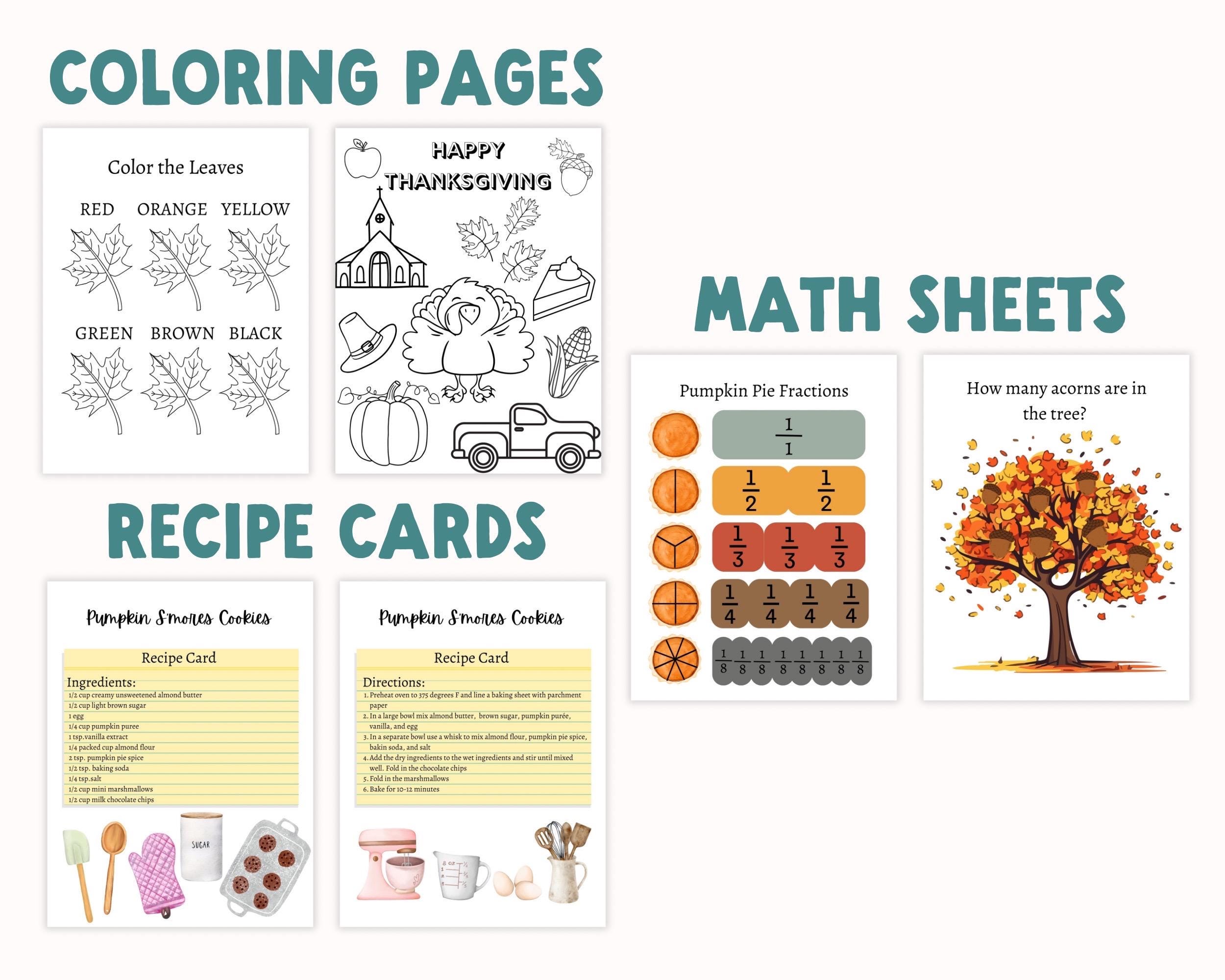Fall Thanksgiving Preschool Unit Study | Educational Activities Bundle ...