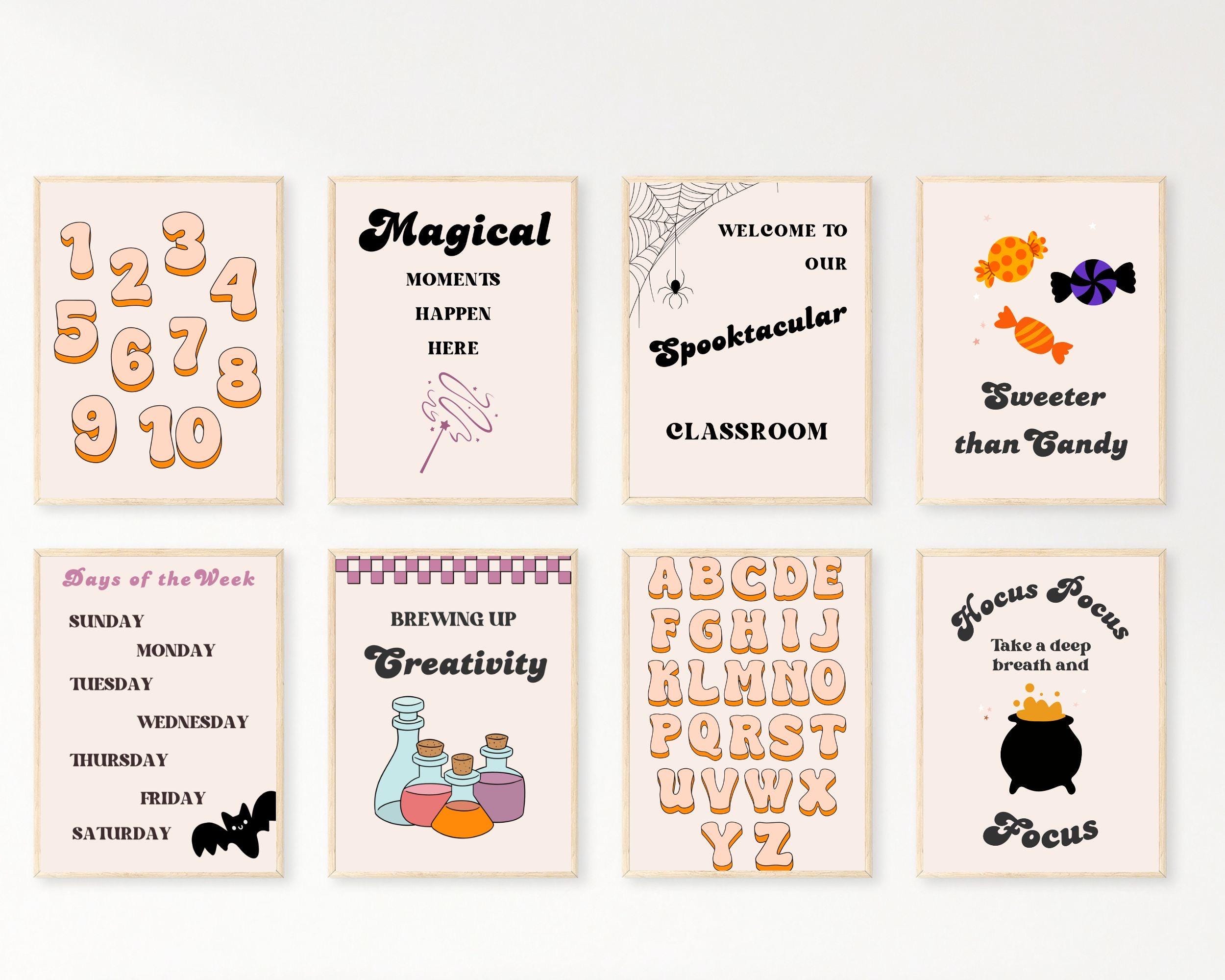 14 Retro Groovy Halloween Classroom Posters Halloween Bulletin Board ...