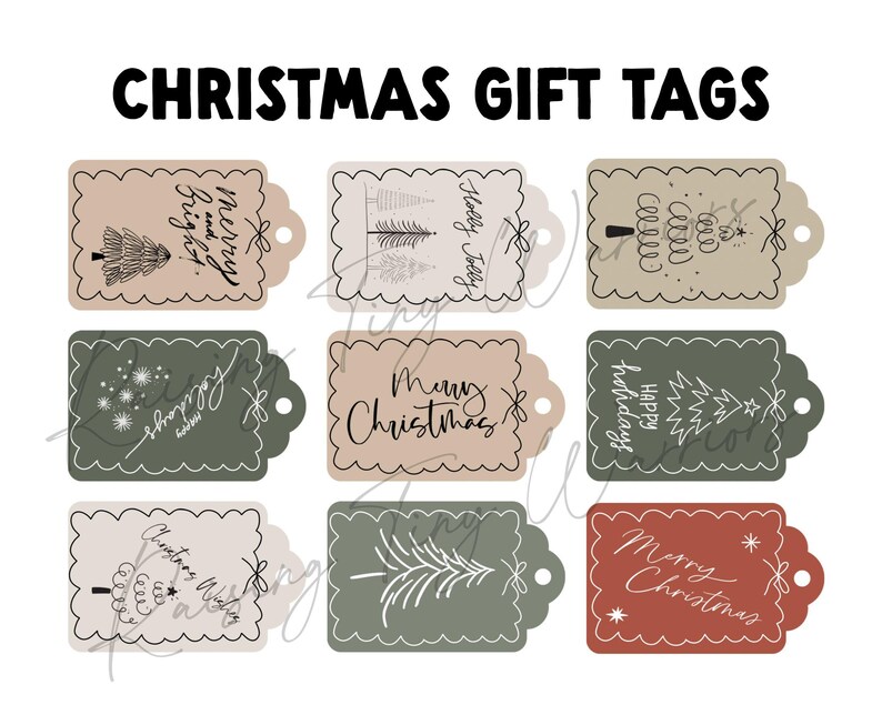 Minimalist Boho Christmas Gift Tags | Printable Holiday Wrap (PDF) - Etsy