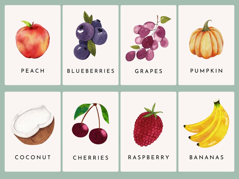 32 Fruits and Vegetables Flashcards Farmers Market Montessori ...