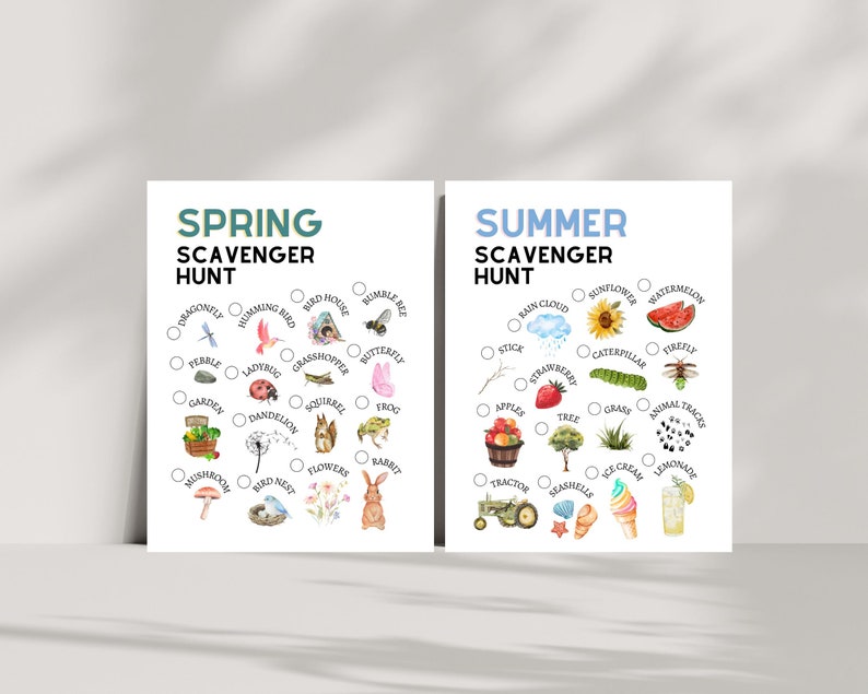 Four Seasons Nature Scavenger Hunt Bundle | Toddler Printable Outdoor ...