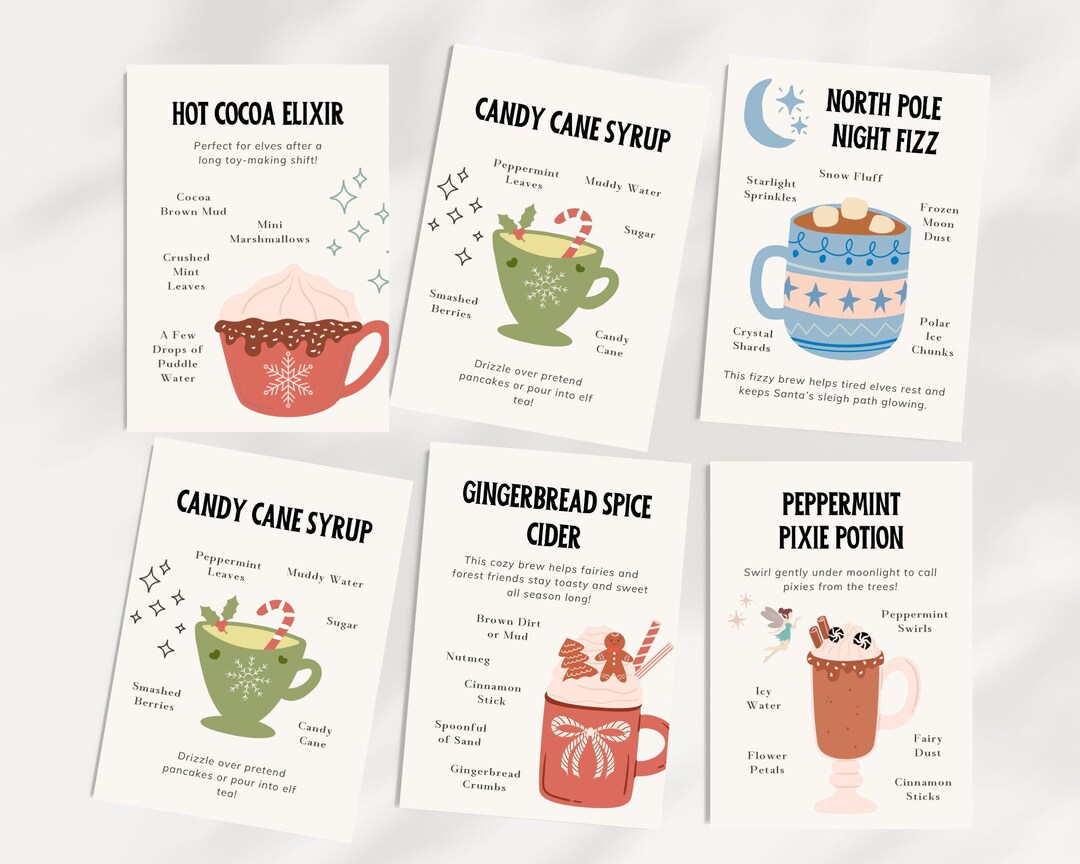 Christmas Mud Kitchen Potion Cards | Holiday Pretend Play Recipes ...