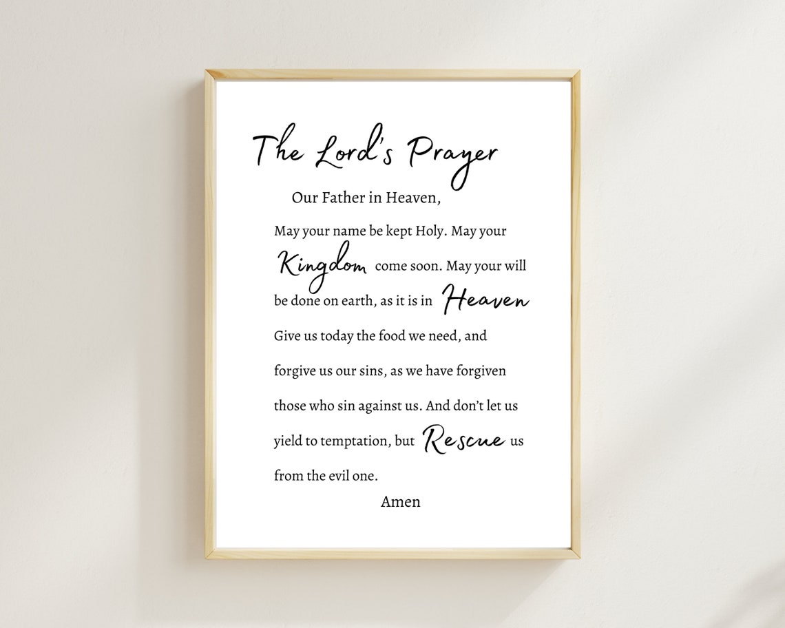 The Lords Prayer Wall Art Christian Scripture Print Kids Sunday School ...