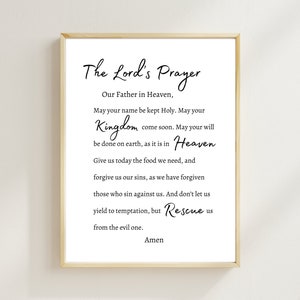 The Lords Prayer Wall Art Christian Scripture Print Kids Sunday School ...