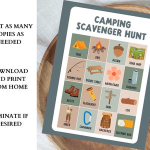Camping Scavenger Hunt | Printable Camping Trip Activities | Game for ...