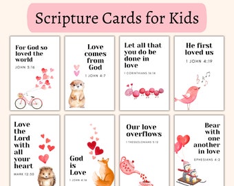 God's Love Bible Verse Note Cards Printable Scripture Valentines Cute ...