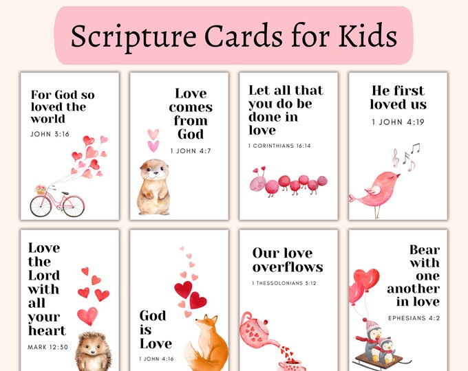 Christian Valentines Love Scripture Cards | Kids Valentine's Day Cards ...