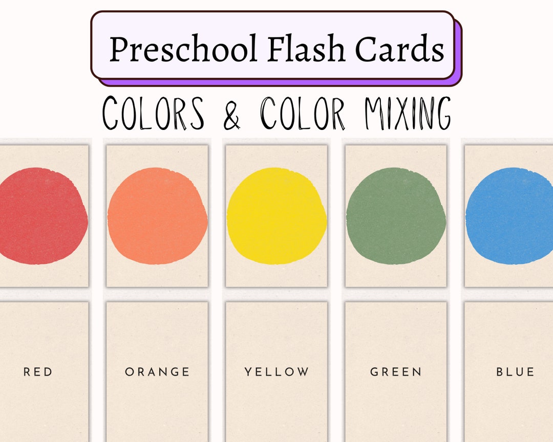 30 Toddler Color Flashcards Printable Montessori Color Mixing Education ...