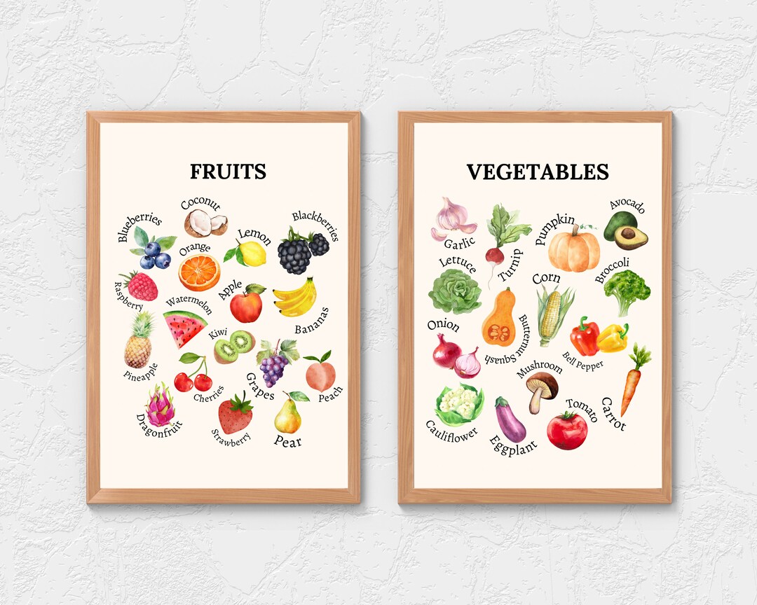 Fruits and Vegetables Educational Prints | Kids Food Charts ...