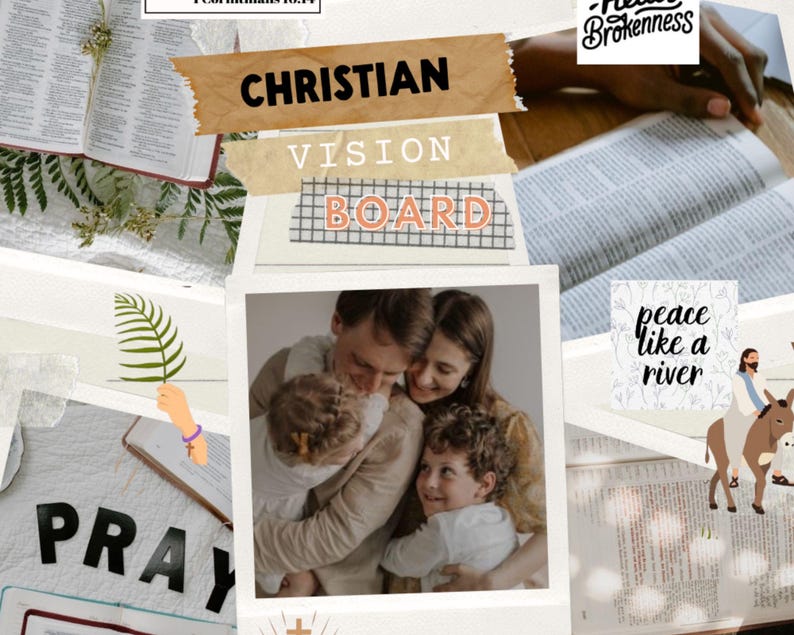 Christian Vision Board Kit: 800+ Elements for Prayer, Scripture, Goal ...