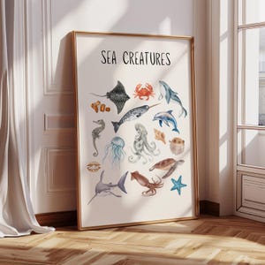 Sea Creatures Poster Set of 3 | Whales and Sharks Prints | Ocean Themed ...