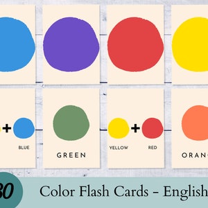 30 Toddler Color Flashcards Printable Montessori Color Mixing Education ...