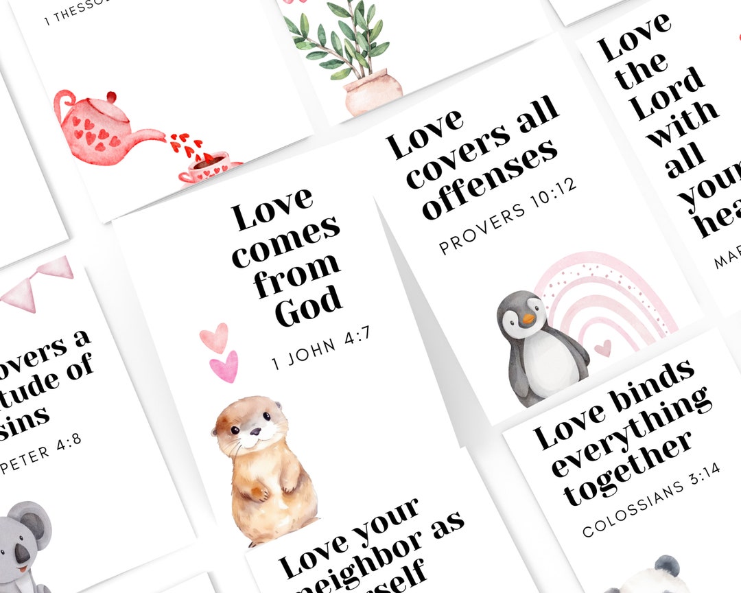 Love Printable Scripture Cards 18 Bible Verse Valentines Day Cards ...
