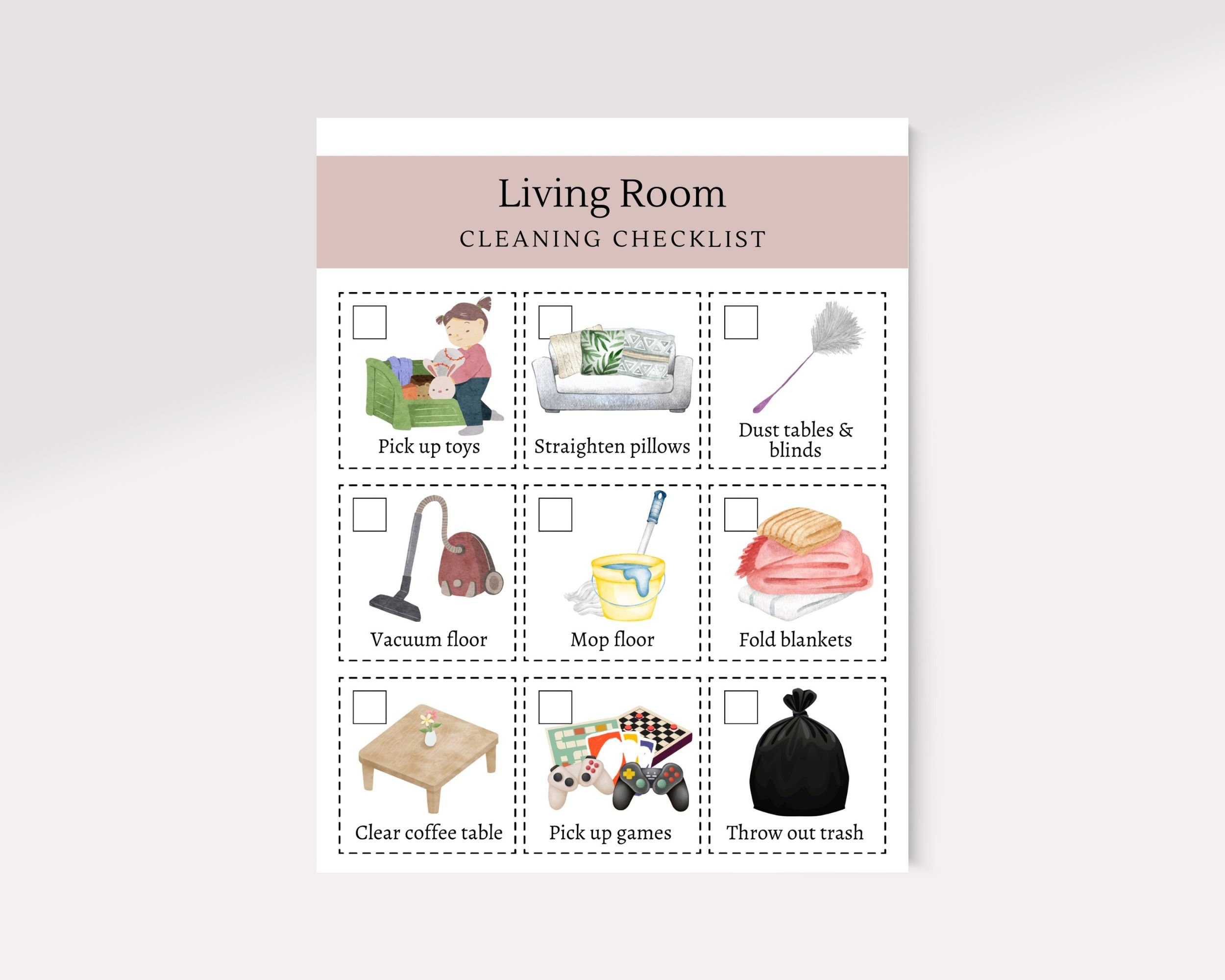 Kids Cleaning Checklists With Visual Images | Daily Routine Chore ...