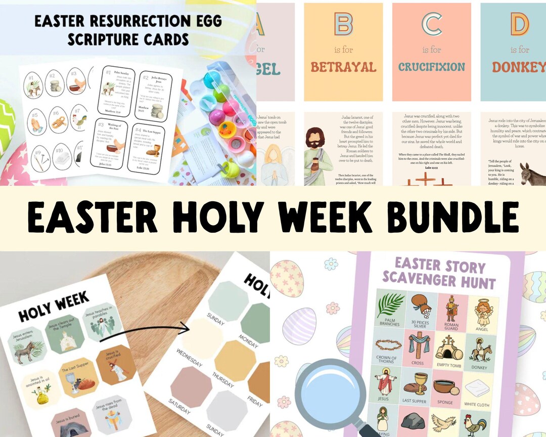 Easter Holy Week Bundle Printables for Kids- Christian Sunday School ...