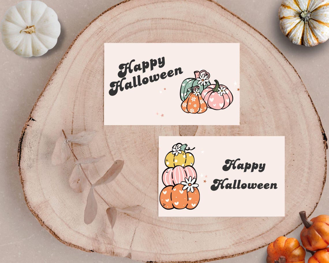 Groovy Retro Halloween Gift Tags | Halloween Boo Basket | Trick or ...