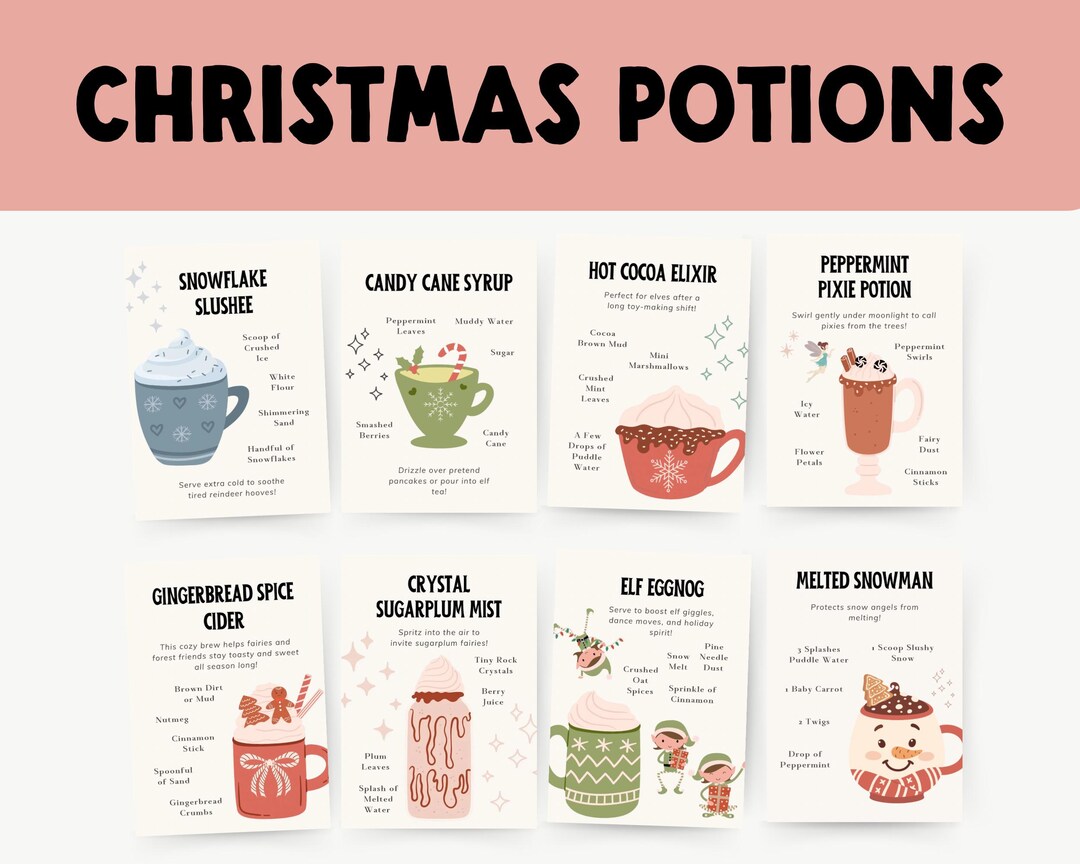 Christmas Mud Kitchen Potion Cards | Holiday Pretend Play Recipes ...