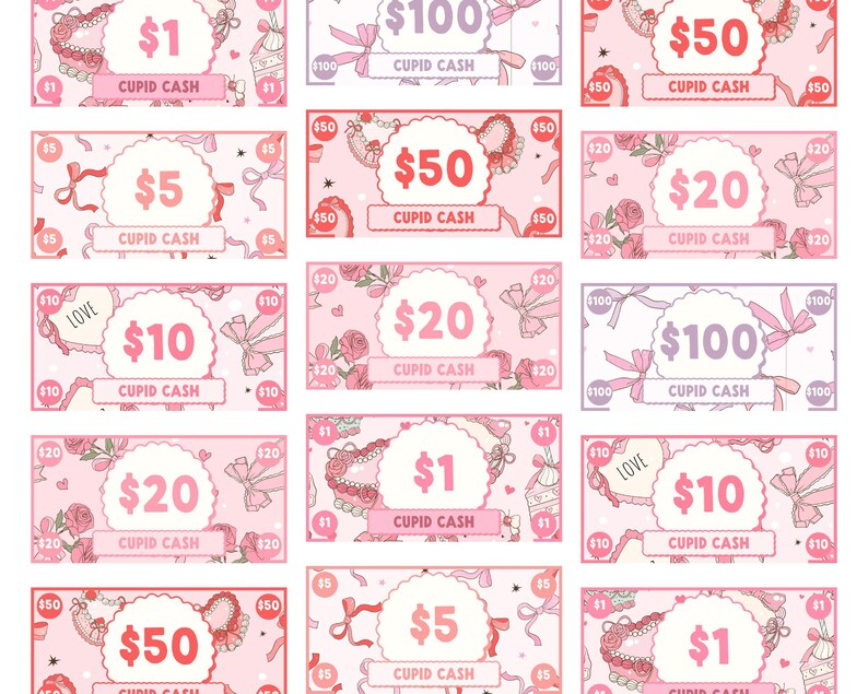 Valentine’s Day Pretend Play Money for Kids | Printable Cupid’s Cash ...