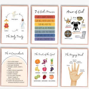 Kids Christian Wall Art Prints Set of 12 | Sunday School Bible Lessons ...