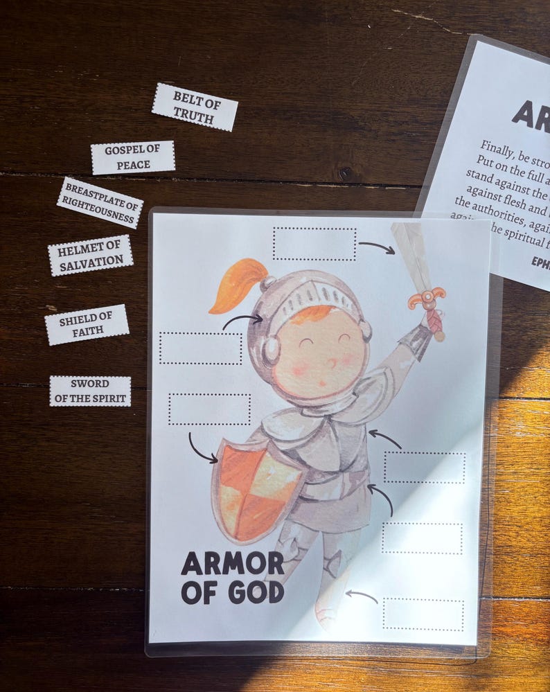 Armor of God Busy Book: Christian Preschool Activity, Ephesians 6 (PDF ...