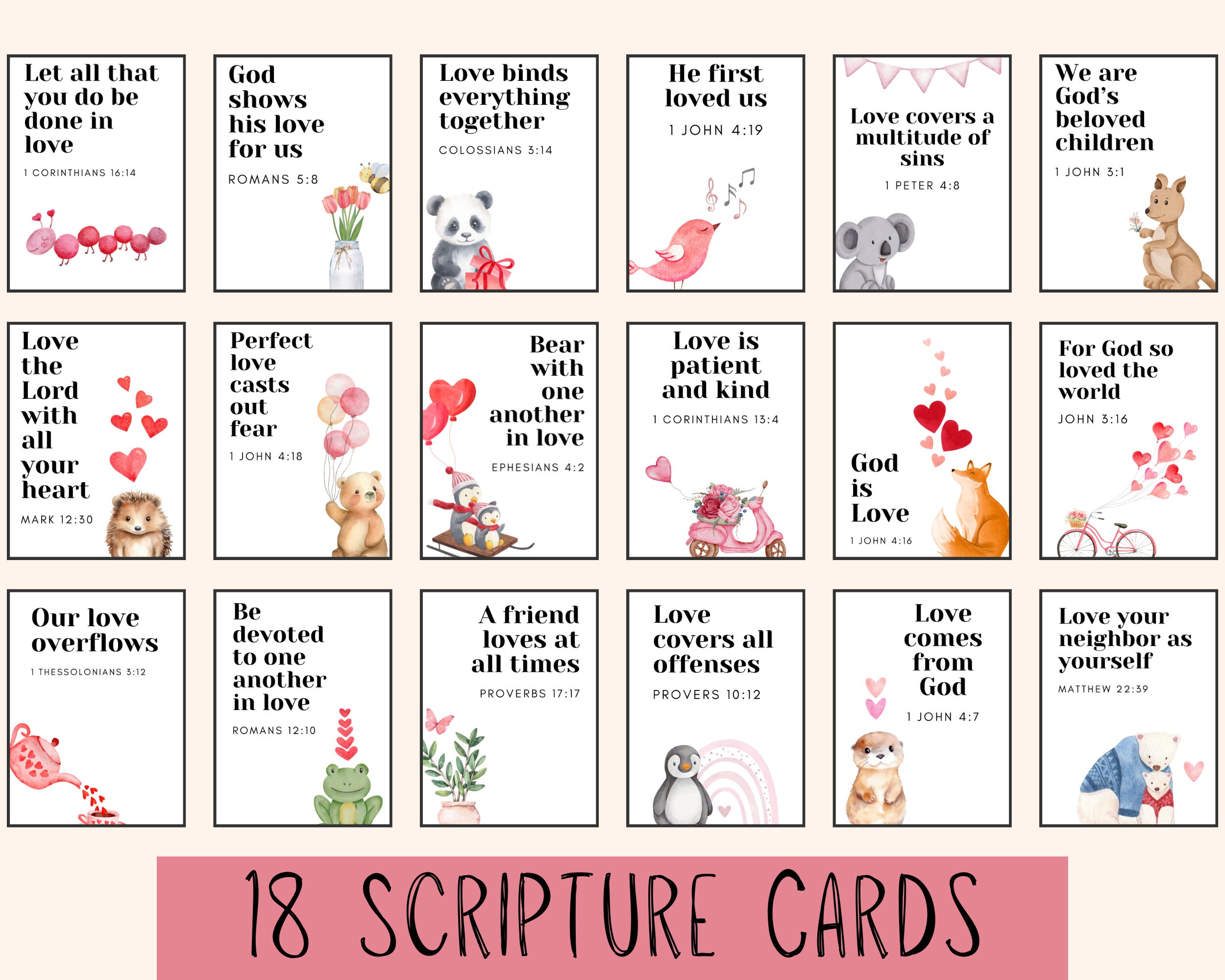 Valentine’s Day Scripture Cards | Christian Love Lunch Box Notes | 18 ...