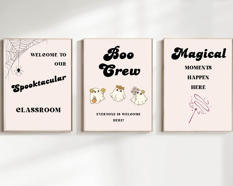 14 Retro Groovy Halloween Classroom Posters Halloween Bulletin Board ...