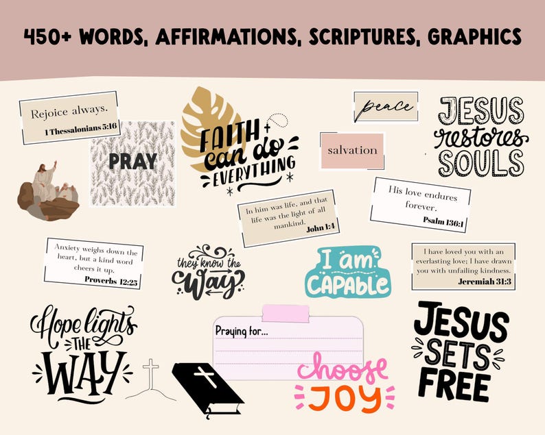 Christian Vision Board Kit: 800+ Elements for Prayer, Scripture, Goal ...