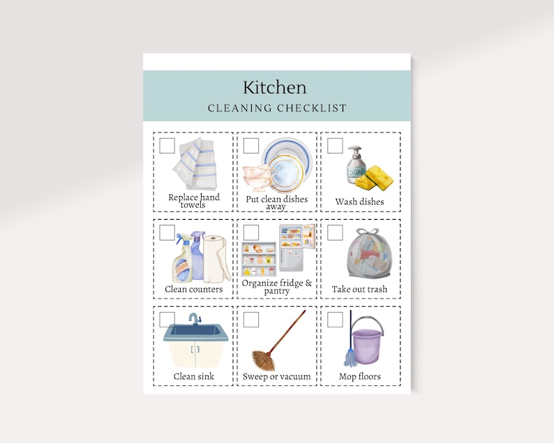 Kids Cleaning Checklists With Visual Images | Kids Daily Routine Chore ...
