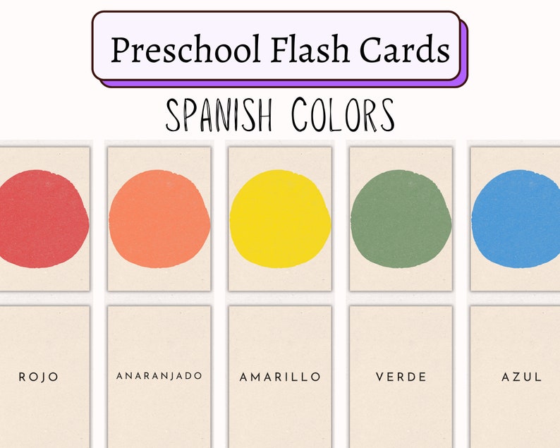 Spanish Learning Colors Flashcards | Montessori Bilingual Printable ...