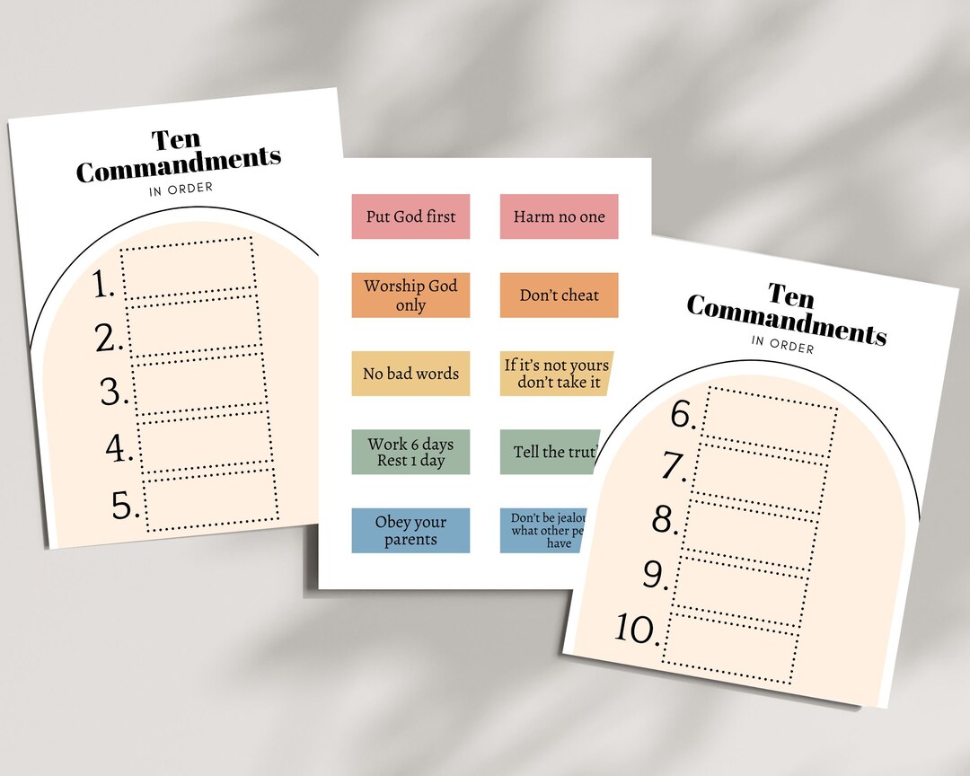 Ten Commandments Bible Study Bible Busy Book Printable Old Testament ...