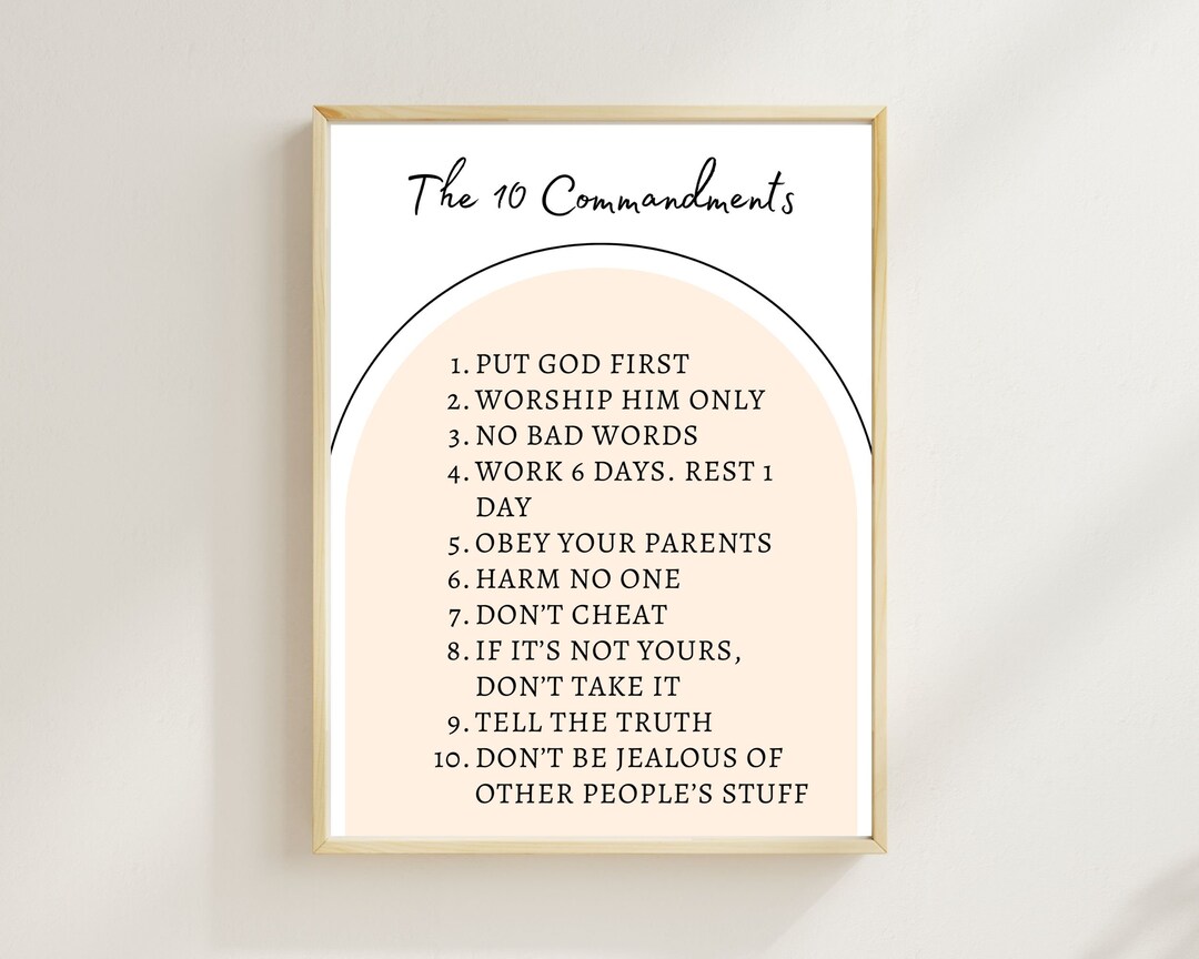 Ten Commandments Scripture Poster | Christian Wall Art for Kids ...