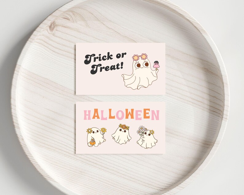 Groovy Retro Halloween Gift Tags | Halloween Boo Basket | Trick or ...