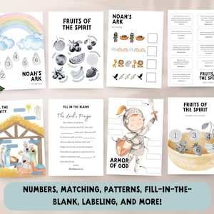 Christian Bible Worksheets for Kids | Toddler Busy Book Printable ...