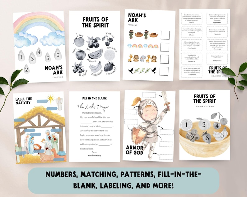 Christian Preschool Bible Worksheets | Toddler Busy Book Printable ...