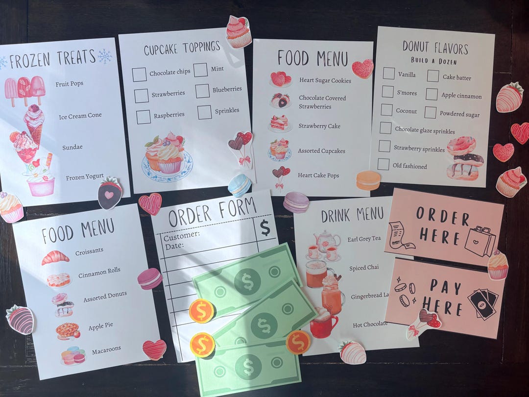 Bakery Dramatic Play Cafè Printable | Valentines Day Sweet Treats ...