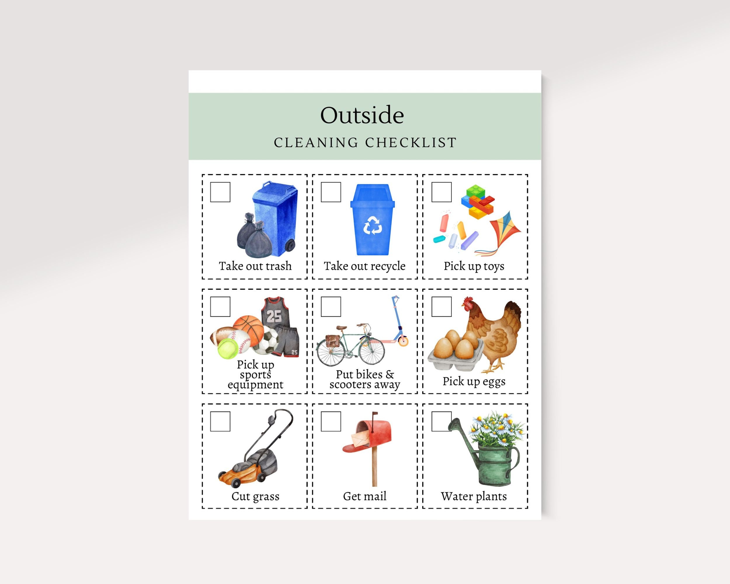 Kids Cleaning Checklists With Visual Images | Kids Daily Routine Chore ...
