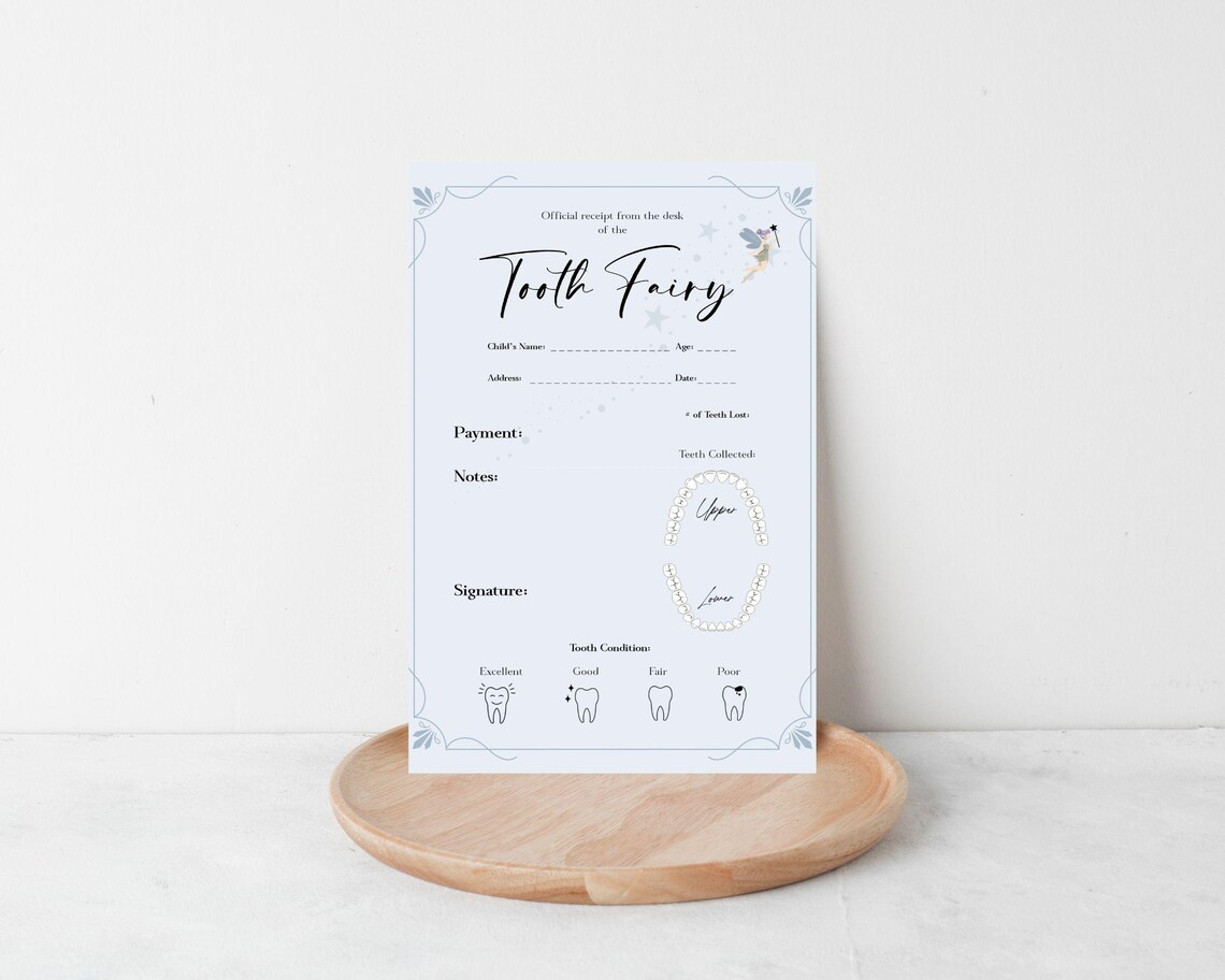 Printable Tooth Fairy Receipt | Pink & Blue Lost Tooth Note | Fairy ...